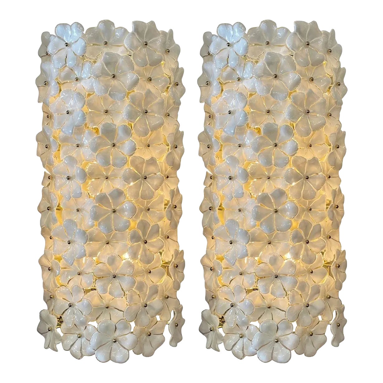 Pair of Large Scale Modern Murano Flower Sconces | Chairish