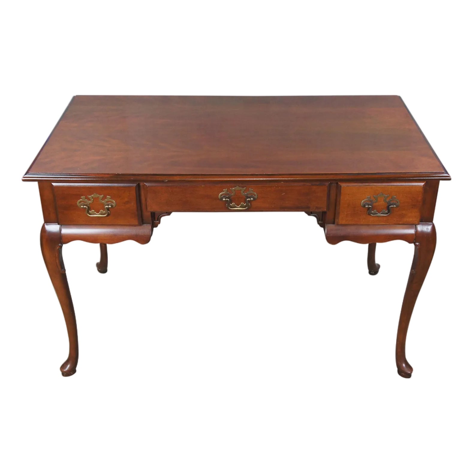 Vintage Mahogany Queen Anne Library Writing Desk | Chairish