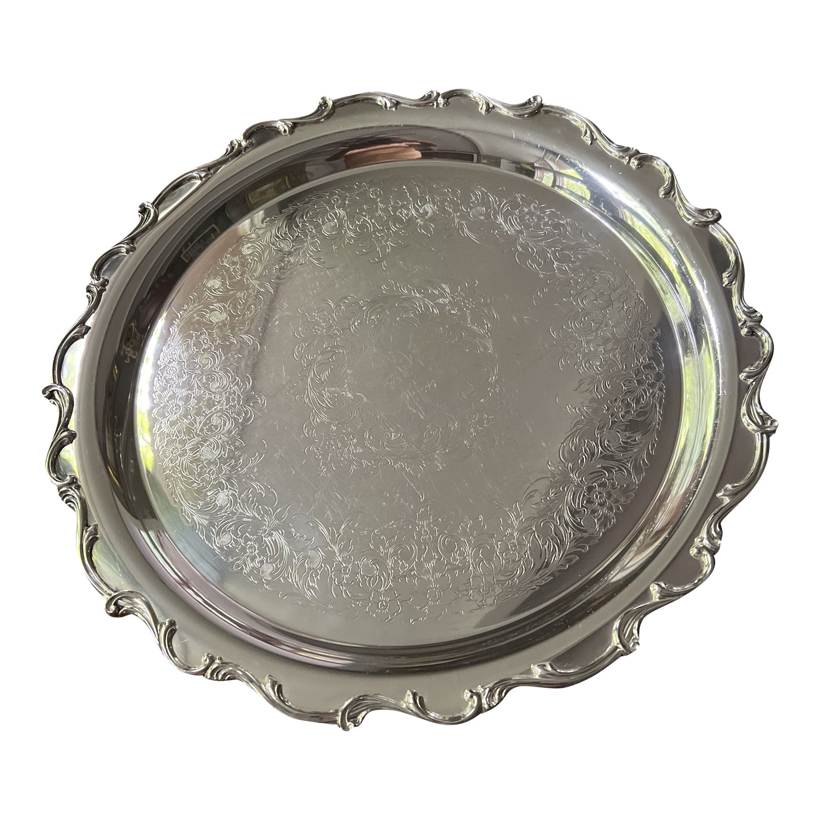 Early 20th Century Round Silverplate Tray Welbester Wilcolx International Silver | Chairish