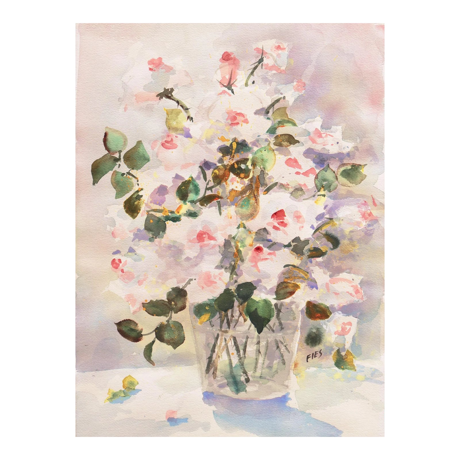 'Still Life of Roses' by Gladys Louise Bowman Fies, Post Impressionist ...
