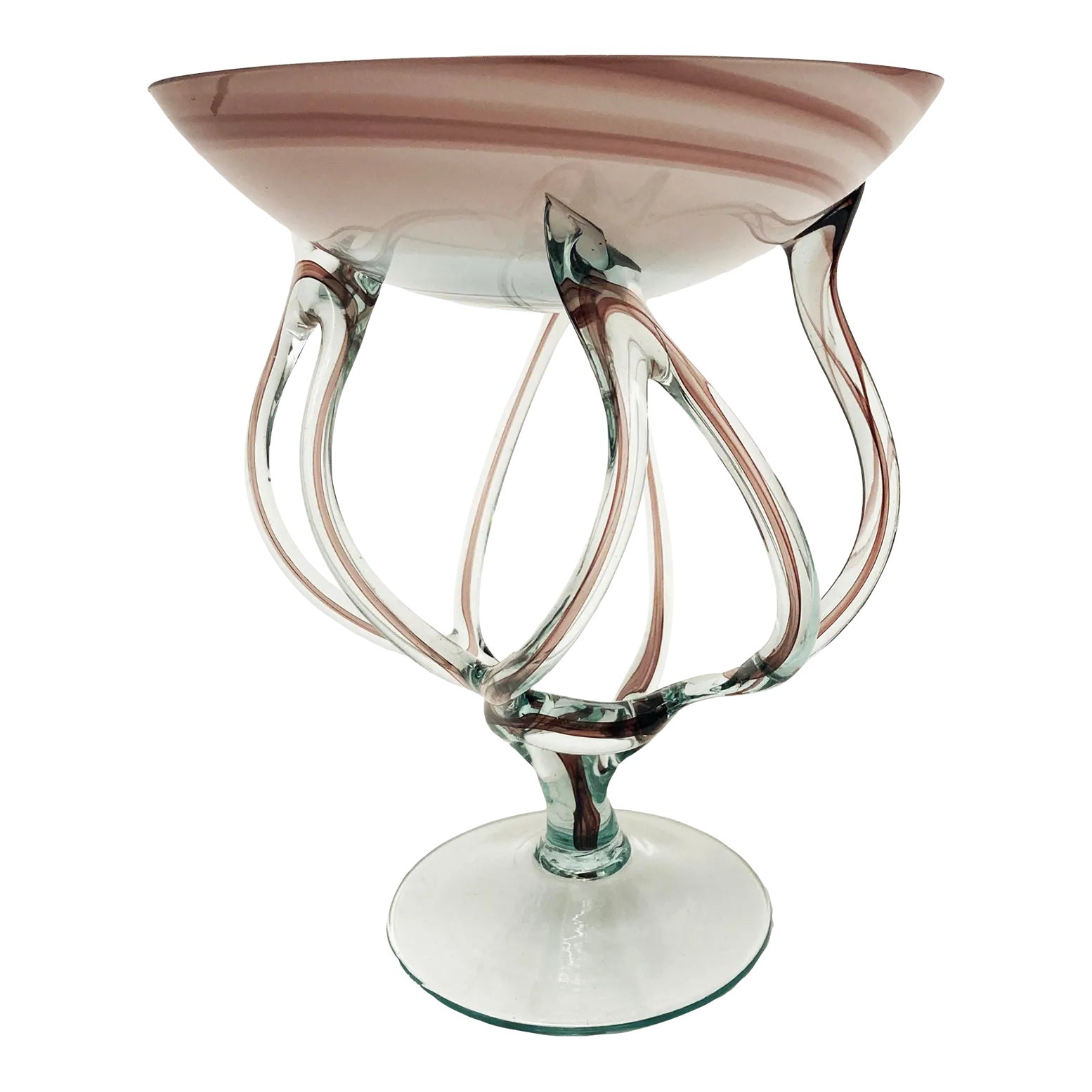 Mid-Century Modern, Jozefina Krosno Octopus Glass Pedestal Bowl/Compote ...