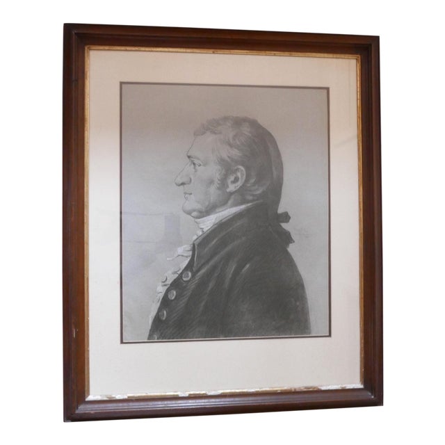 1930s Vintage Framed Charcoal Portrait of a Gentleman Drawing | Chairish