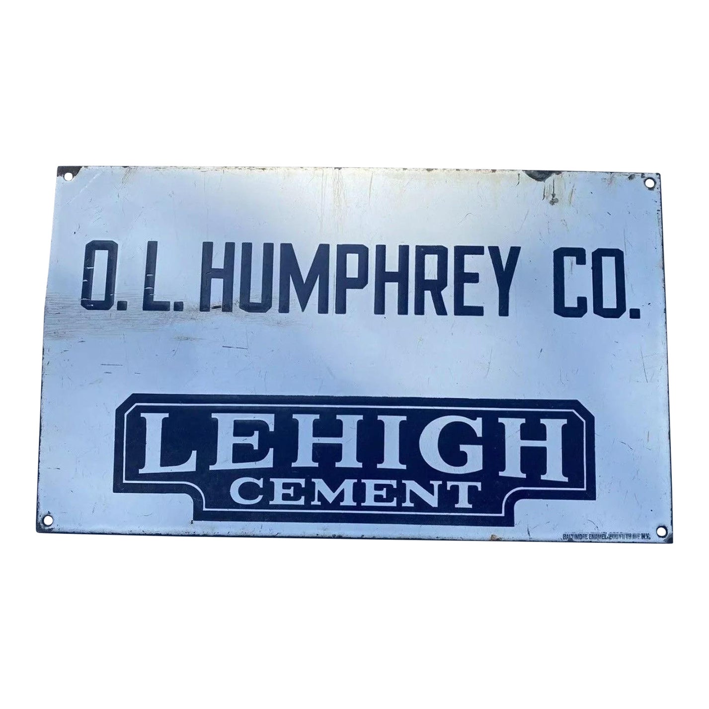 Vintage Porcelain Advertising Sign Lehigh Cement Humphrey Co. | Chairish