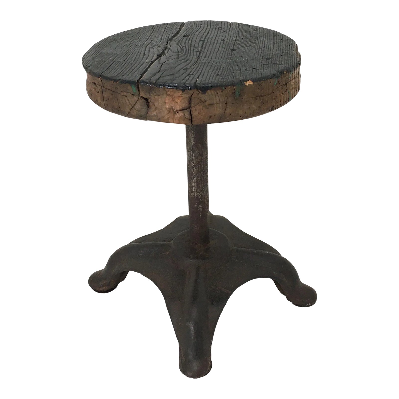Antique American Heavy Substantially Made Rustic Cast Iron & Chestnut ...