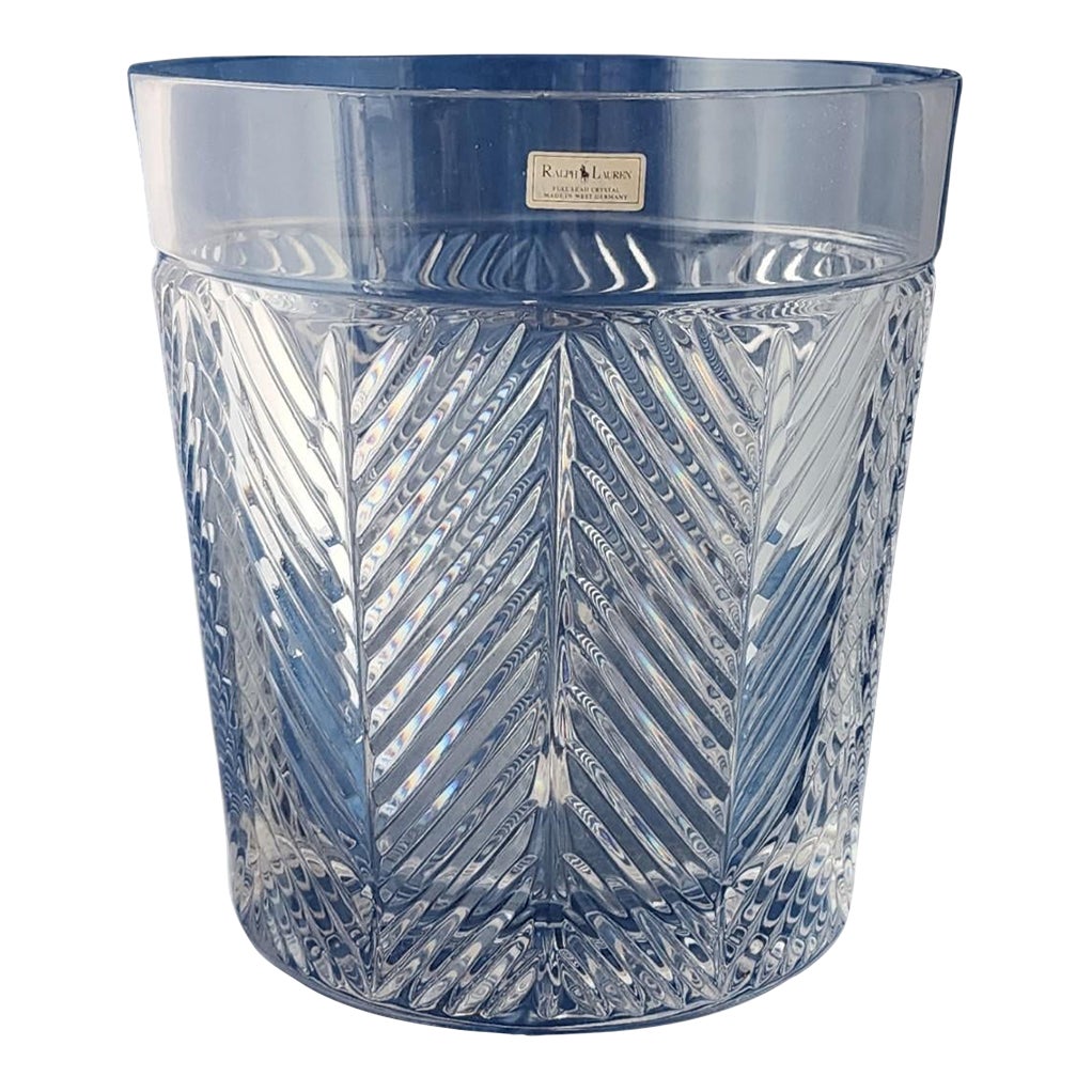 Large Cut Crystal Herringbone Pattern Glass Vase ~ Ralph Lauren ~ West ...