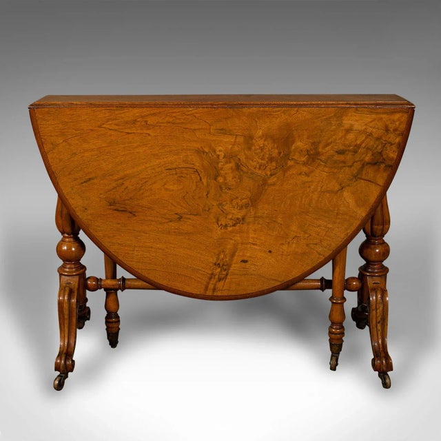 1850s Antique Victorian English Burr Walnut Sutherland Table | Chairish