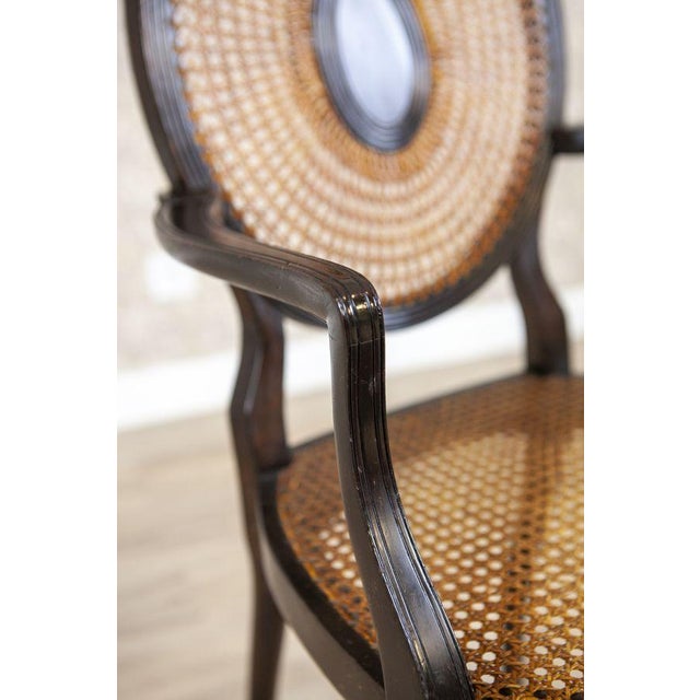 Walnut Rattan Armchair From the Early 20th Century | Chairish
