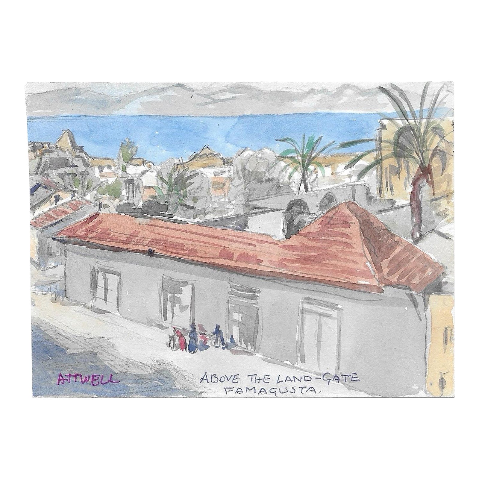 1950s Ivy Attwell Above the Land Gate Famagusta Cyprus Painting | Chairish