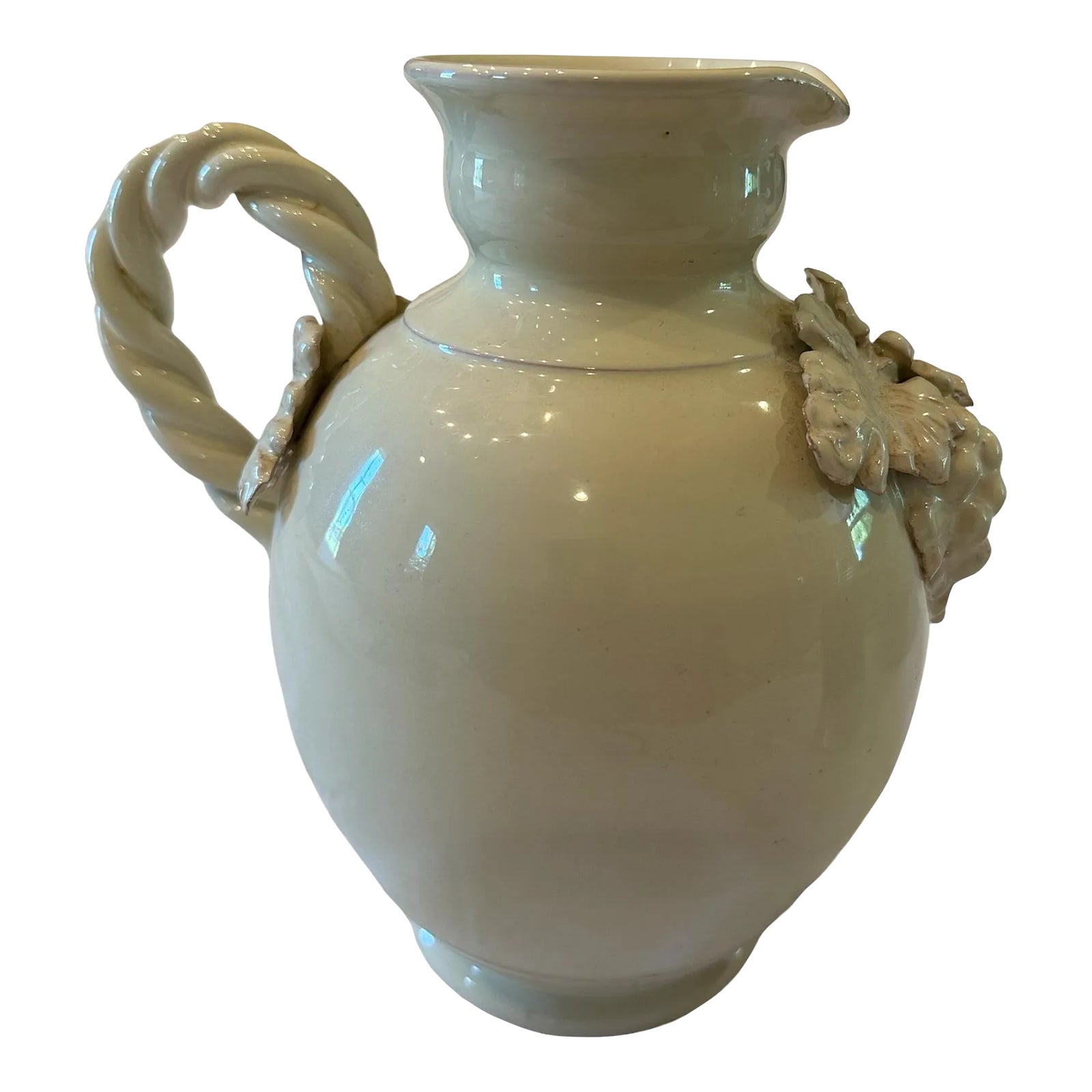 Vintage Italian Ceramic Pitcher With Grape Design | Chairish