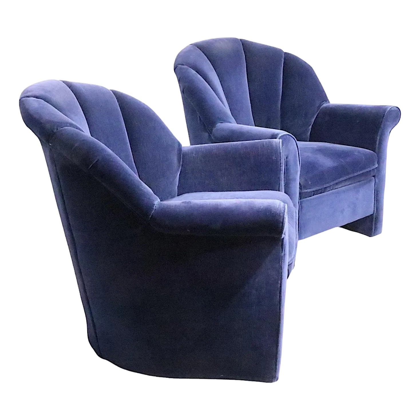 Hollywood Regency Club Chairs in Blue Upholstery by Rowe Circa 1980/90s ...
