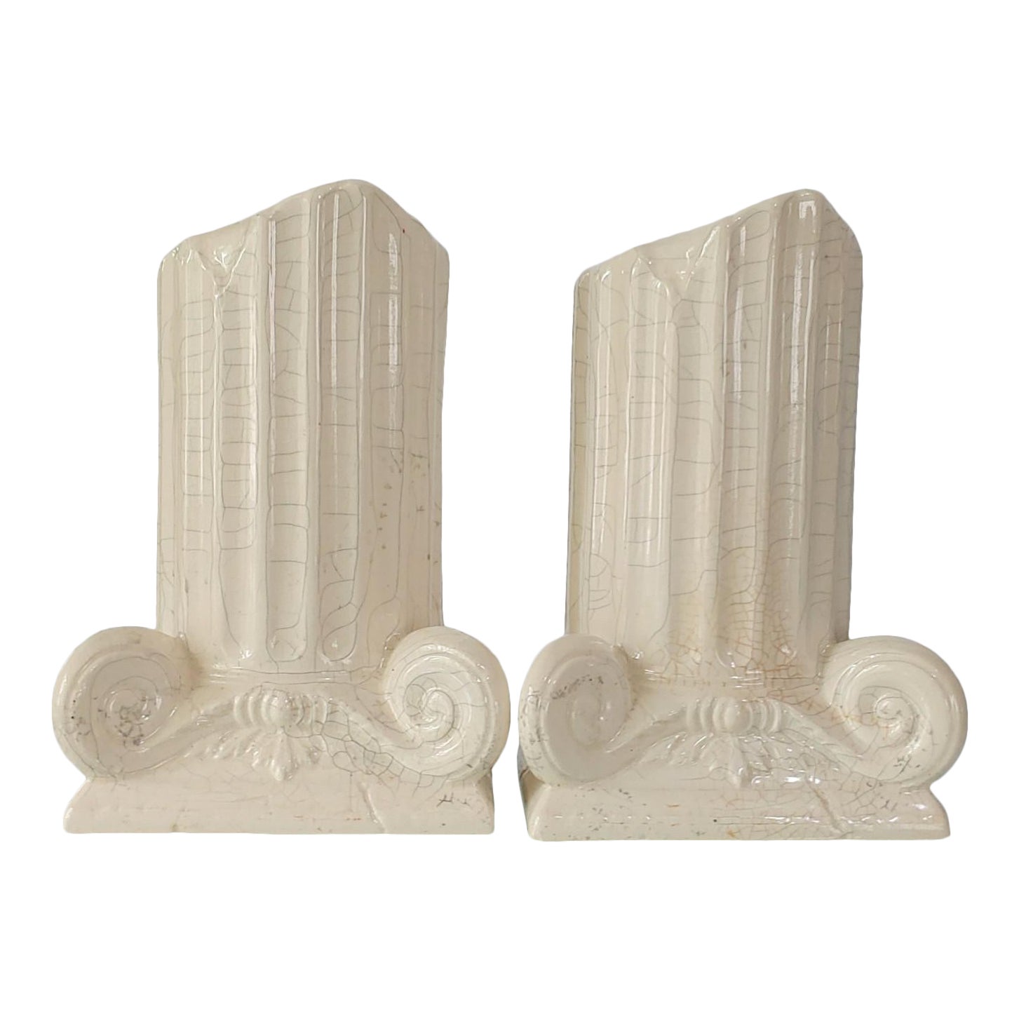 Vintage Neoclassical Ceramic Column Bookends- a Pair | Chairish