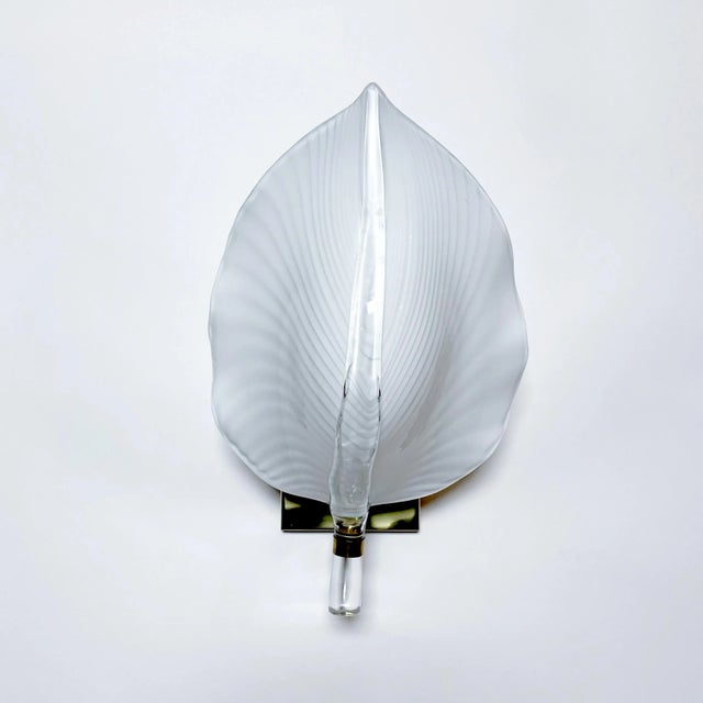 Large Franco Luce Italian Murano Glass Leaf Wall Sconces - a Pair ...