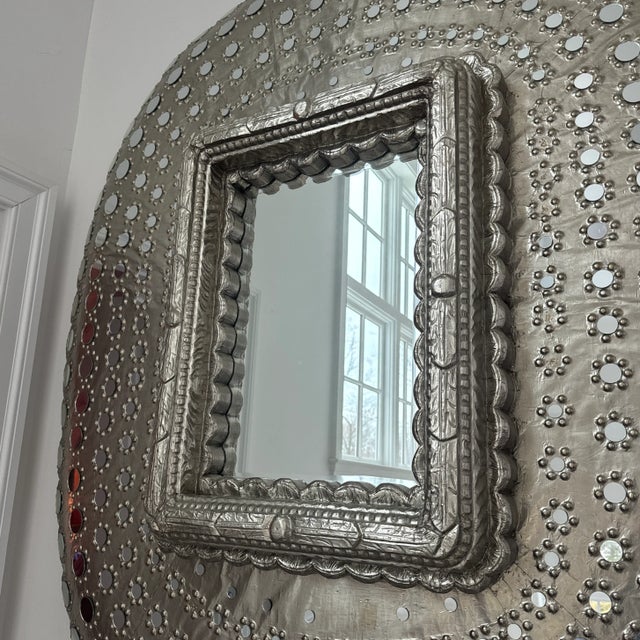 Peacock Mirror in Silver Tones | Chairish