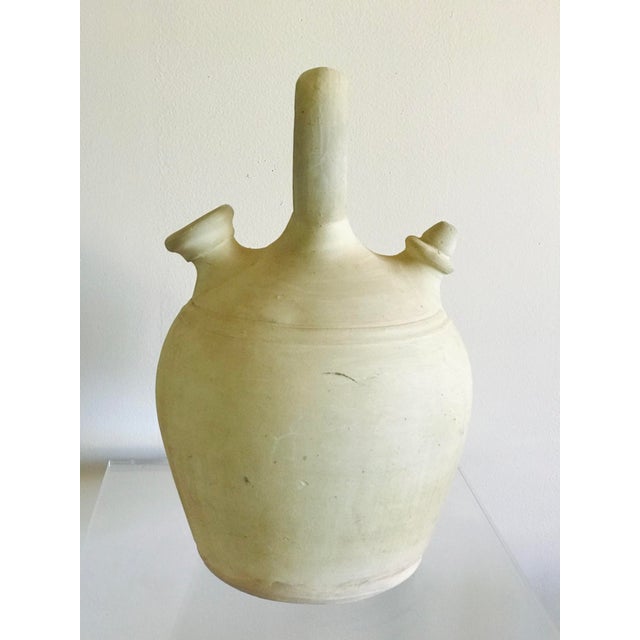 20th Century Spanish White Earthenware Botijo | Chairish