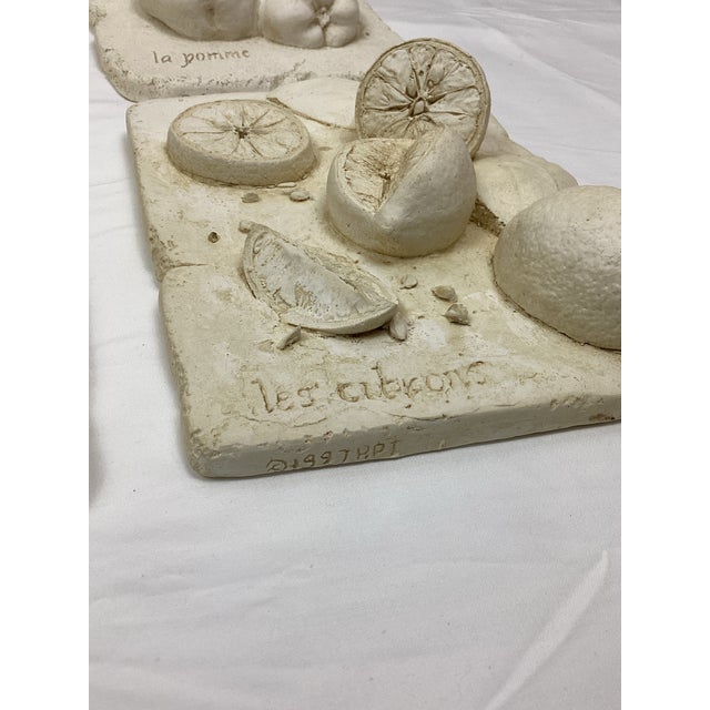 Vintage French Molded Plaster Fruit Plaques, Set of 6 | Chairish