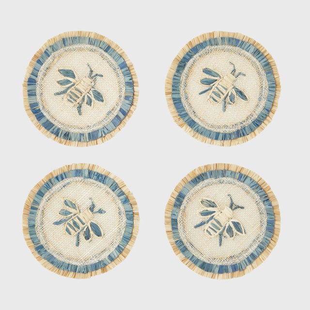 Bee Straw Coasters, Set of 4 | Chairish