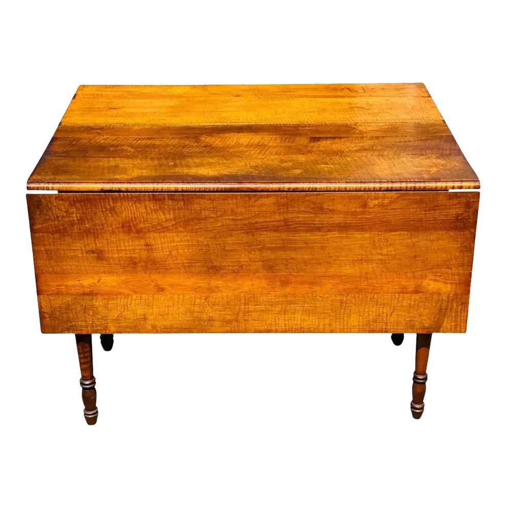 Early 19th Century Antique Country Primitive Tiger Maple Sheraton Drop ...