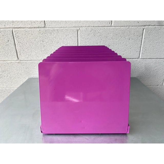 1970s 8 Slot Paper Organizer Refinished in Magenta | Chairish