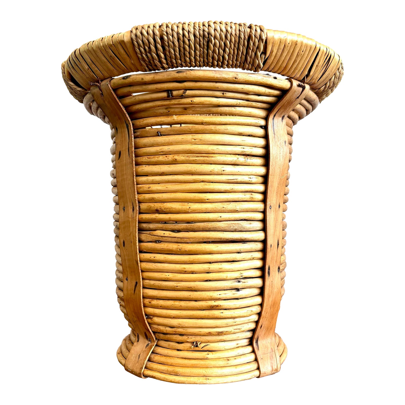 Vintage Boho Coiled Pencil Reed Vase | Chairish