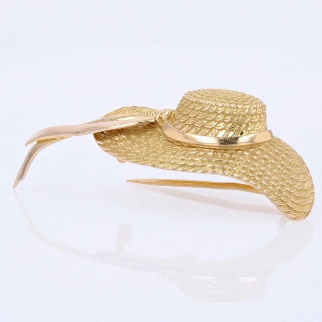 French Hat Brooch in 18 Karat Yellow Gold, 1960s | Chairish