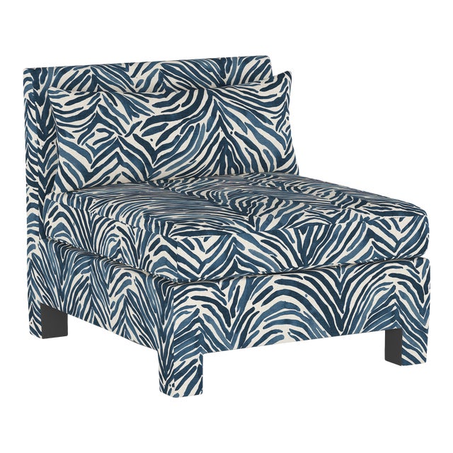 Armless Chair, Washed Zebra Blue | Chairish