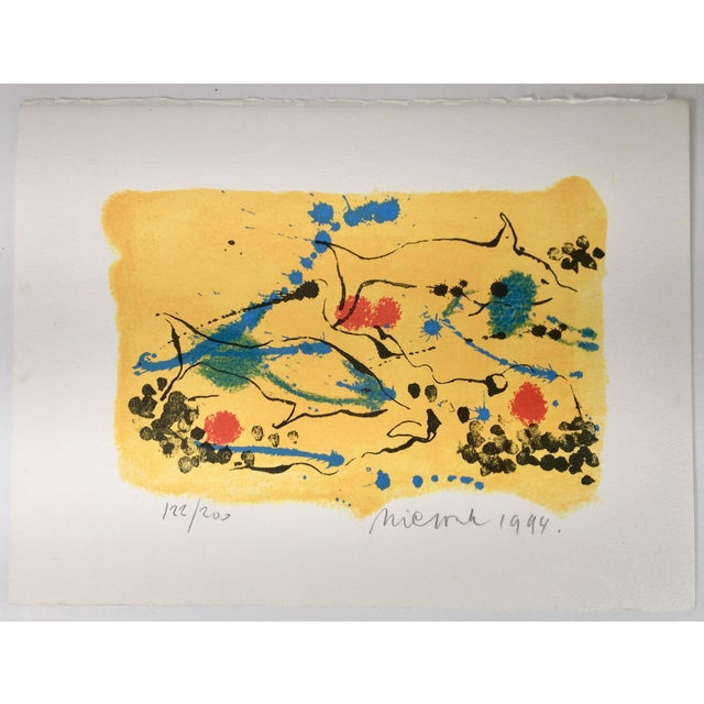 1990s “Yellow Fishes” Screen Print by Dutch Artist Nic Jonk - | Chairish