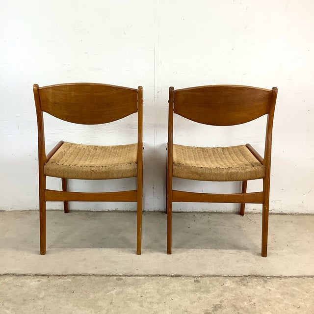 Scandinavian Modern Rope Seat Teak Dining Chairs After Poul Volther ...