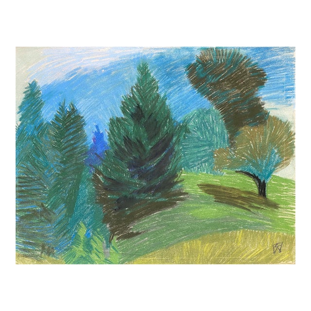 1960s Frank Wallace Landscape With Evergreens | Chairish