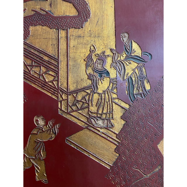 Red Chinese Coromandel 8-Panel Screen | Chairish