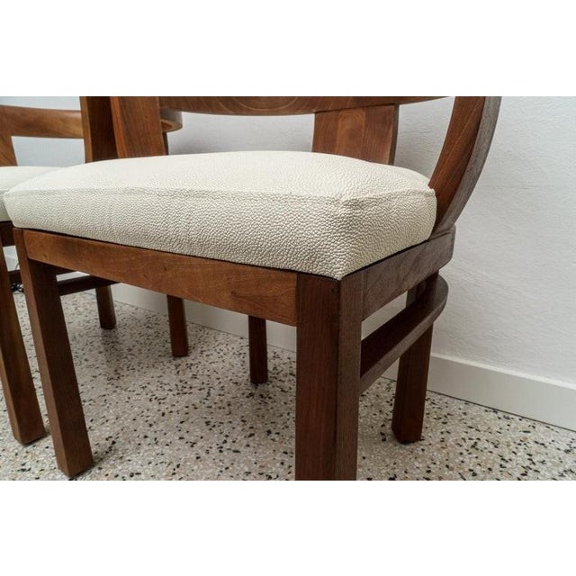 Art Deco Mid-Century Carl Bergsten Style Faux Shagreen and Teak Chairs ...