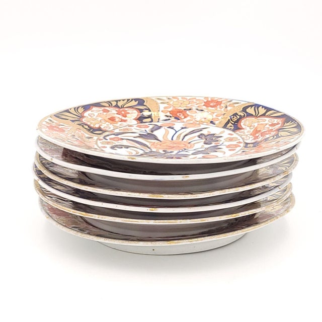 Set of Six Coalport Imari Dinner Plates, Circa 1820 | Chairish