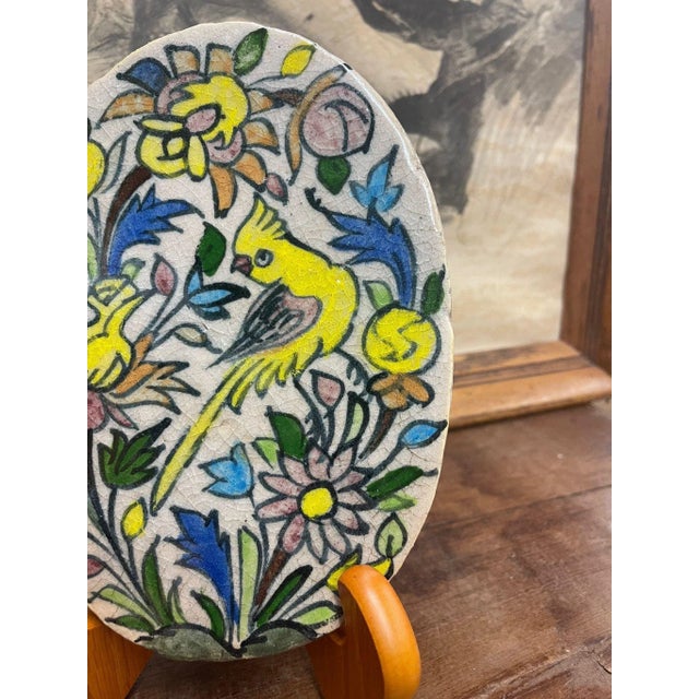 1970s Vintage Italian Hand Painted Ceramic Oval Tile With Parrot Motif ...