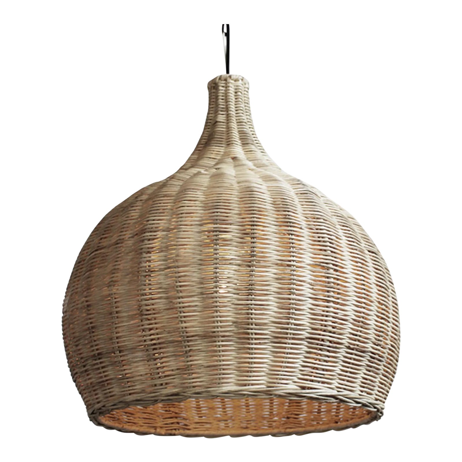 Contemporary Raw Wicker Bell Lantern Medium | Chairish