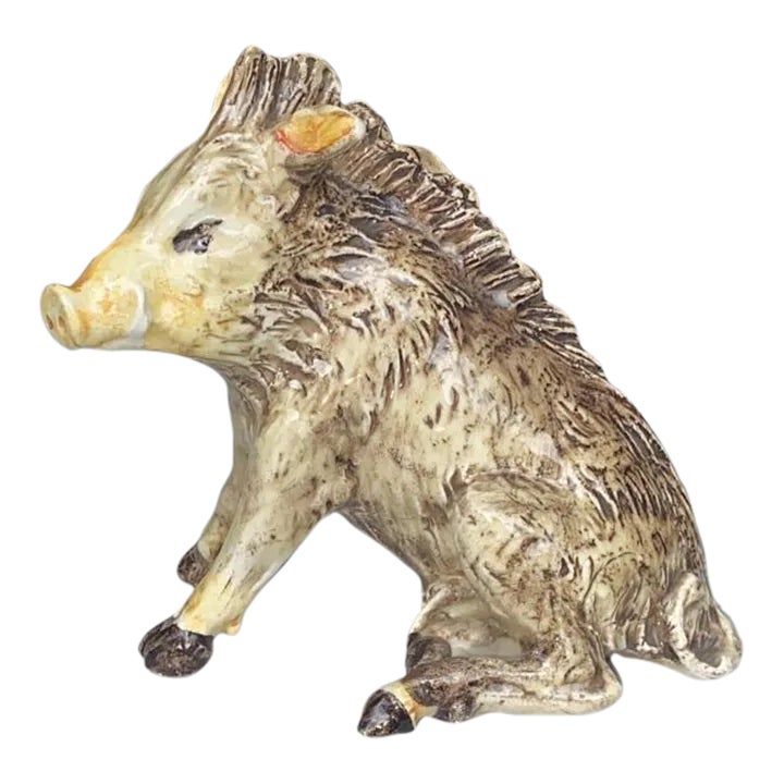 French Majolica Coin Bank Boar Massier Circa 1890 | Chairish