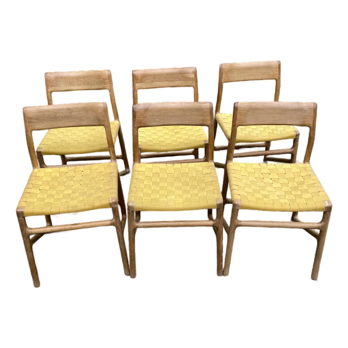 Set of 6 Gazzda Fawn Chairs, Oak Webbing in Yellow | Chairish