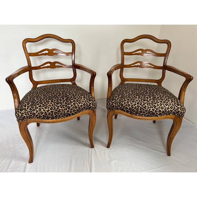 Vintage French Country Wavy Ladder Back Arm Chairs- a Pair | Chairish