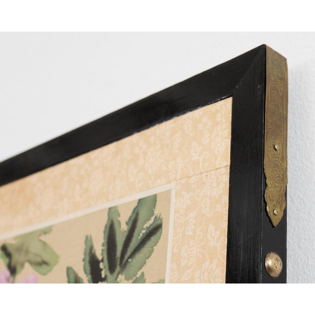 Asian Four Panel Byobu Screen Hundred Flowers Bloom | Chairish