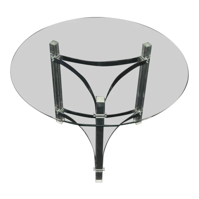 Round Glass Top Lucite Base Gueridon Center Cafe Dining Table | Chairish