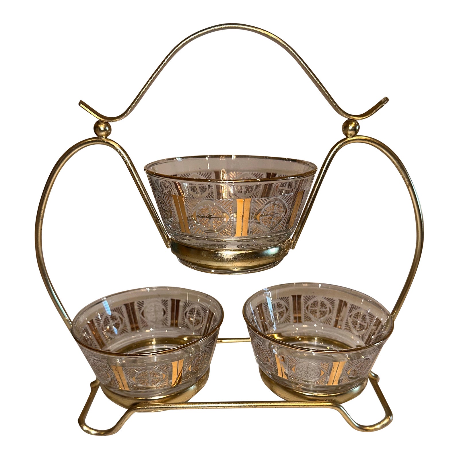 1960s Mid-Century Modern 3-Tiered Libbey Condiment Serving Set | Chairish