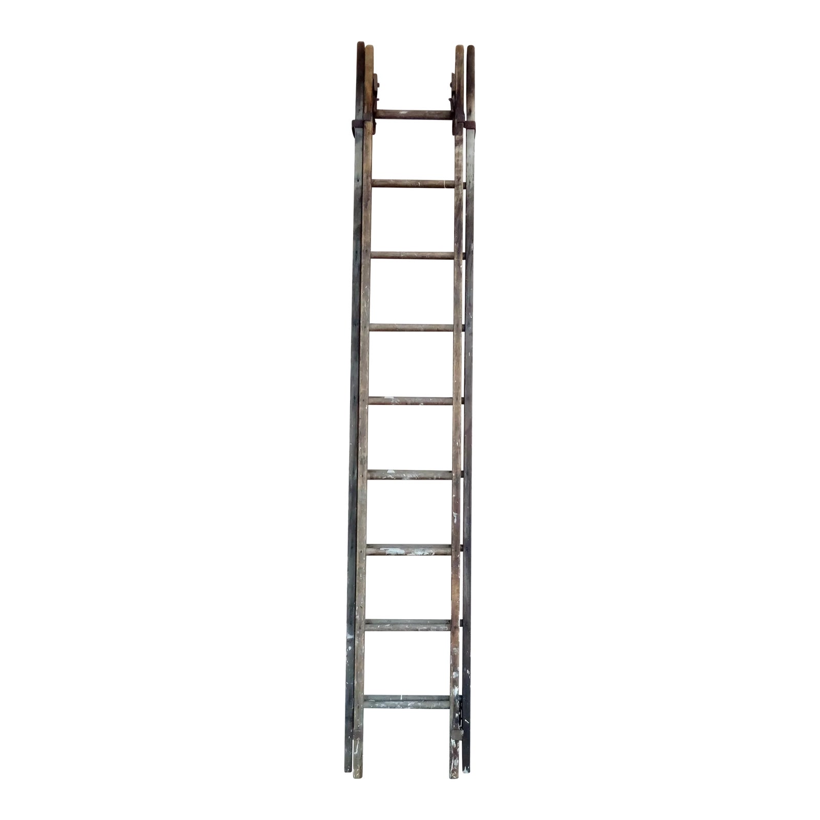 Vintage Double Wooden Workmaster Ladder Sears & Roebuck 20 Ft (2-10 ...