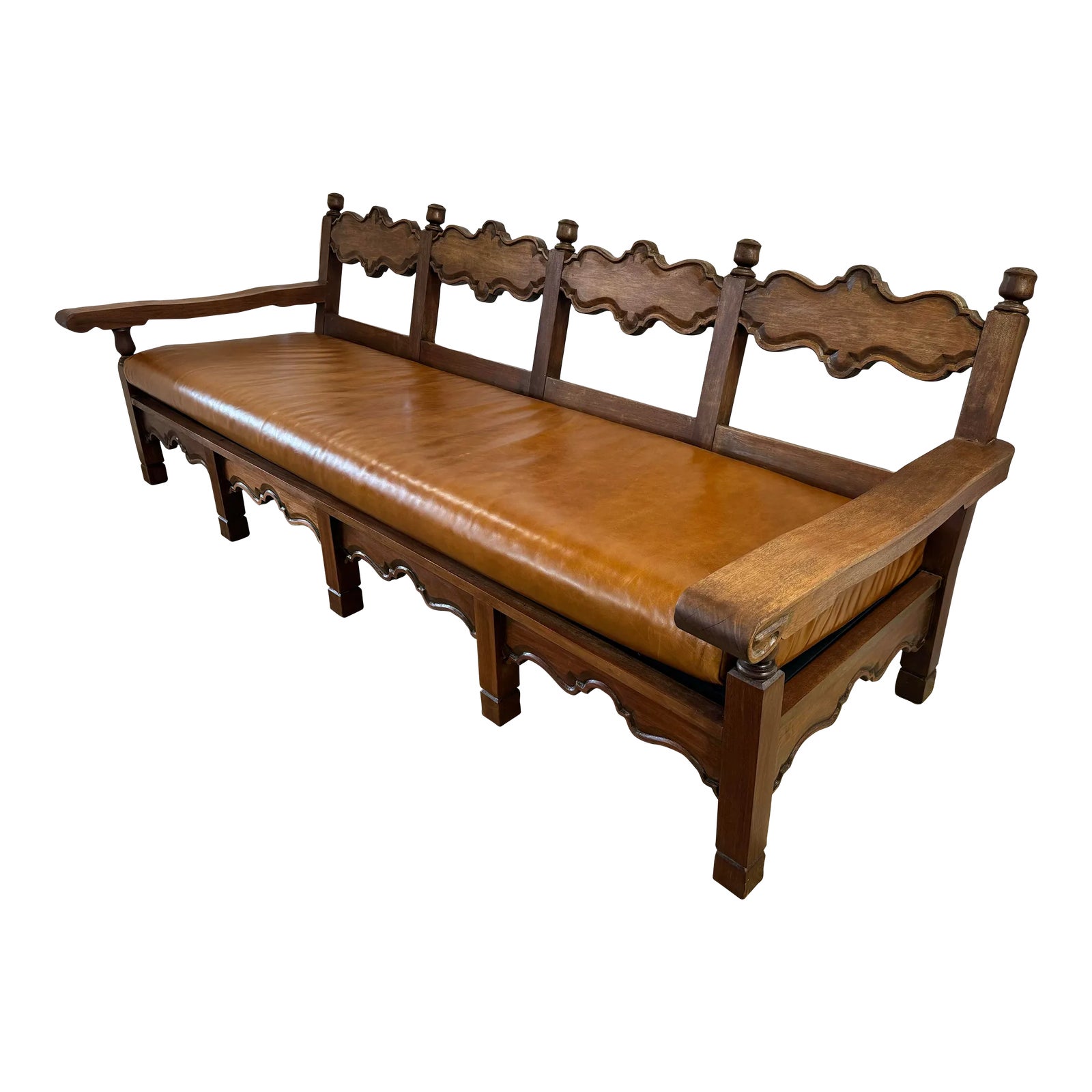 1970s Carved Mexican Sofa Bench | Chairish