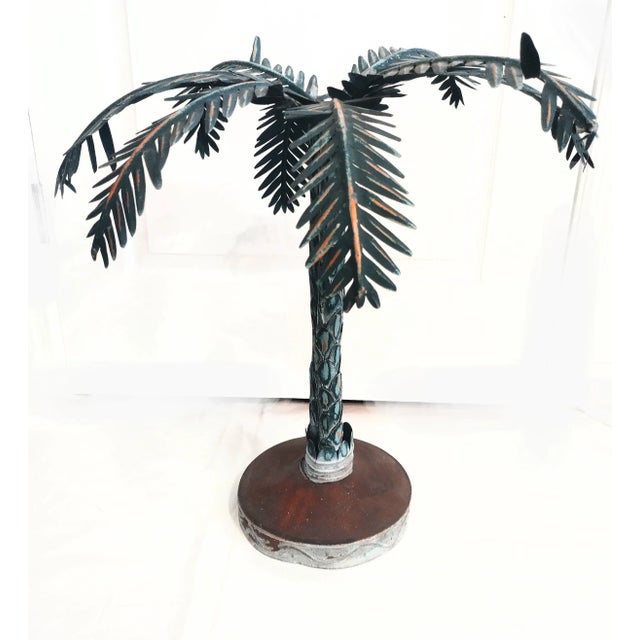 Vintage Large Metal Tole Decorative Palm Tree Statue Figure Room Decor ...