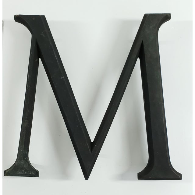 Antique Beveled Edge Cast Aluminum Store Sign Letter M Monogram Initial ...