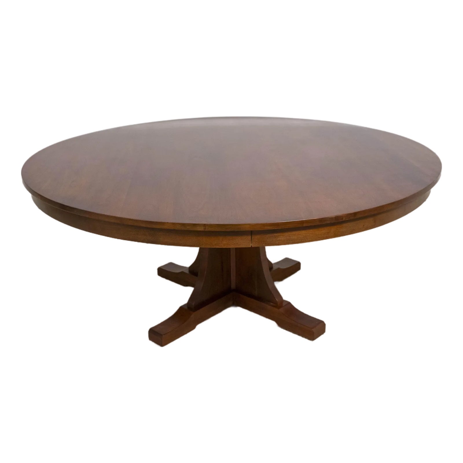 Stickley Mission Cherry Pedestal Large Round Dining Table | Chairish