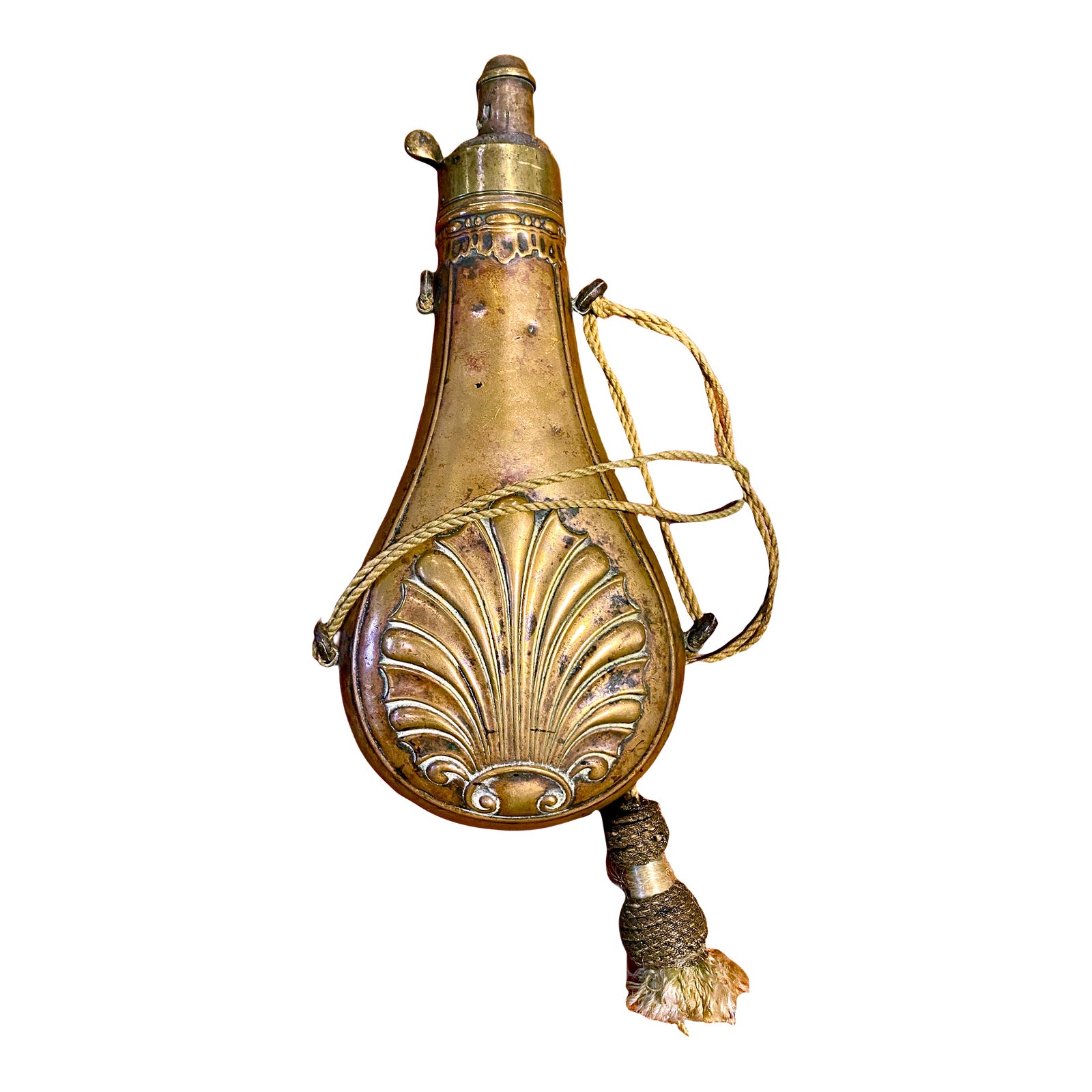 Rare 19th C. Hawksley Brass Powder Flask – Civil War Era Firearms ...