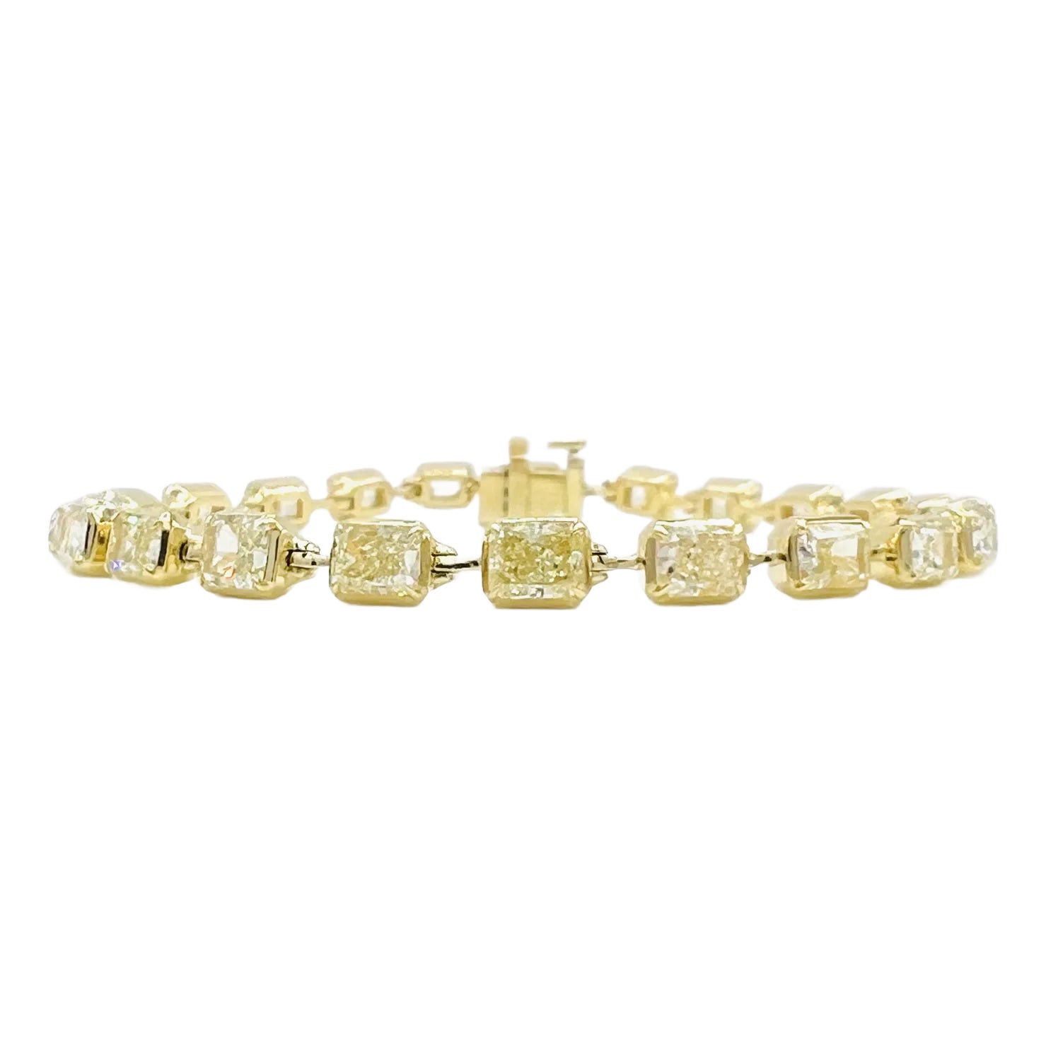 Light Yellow Radiant East to West Bezel Bracelet in 18k Yellow Gold ...