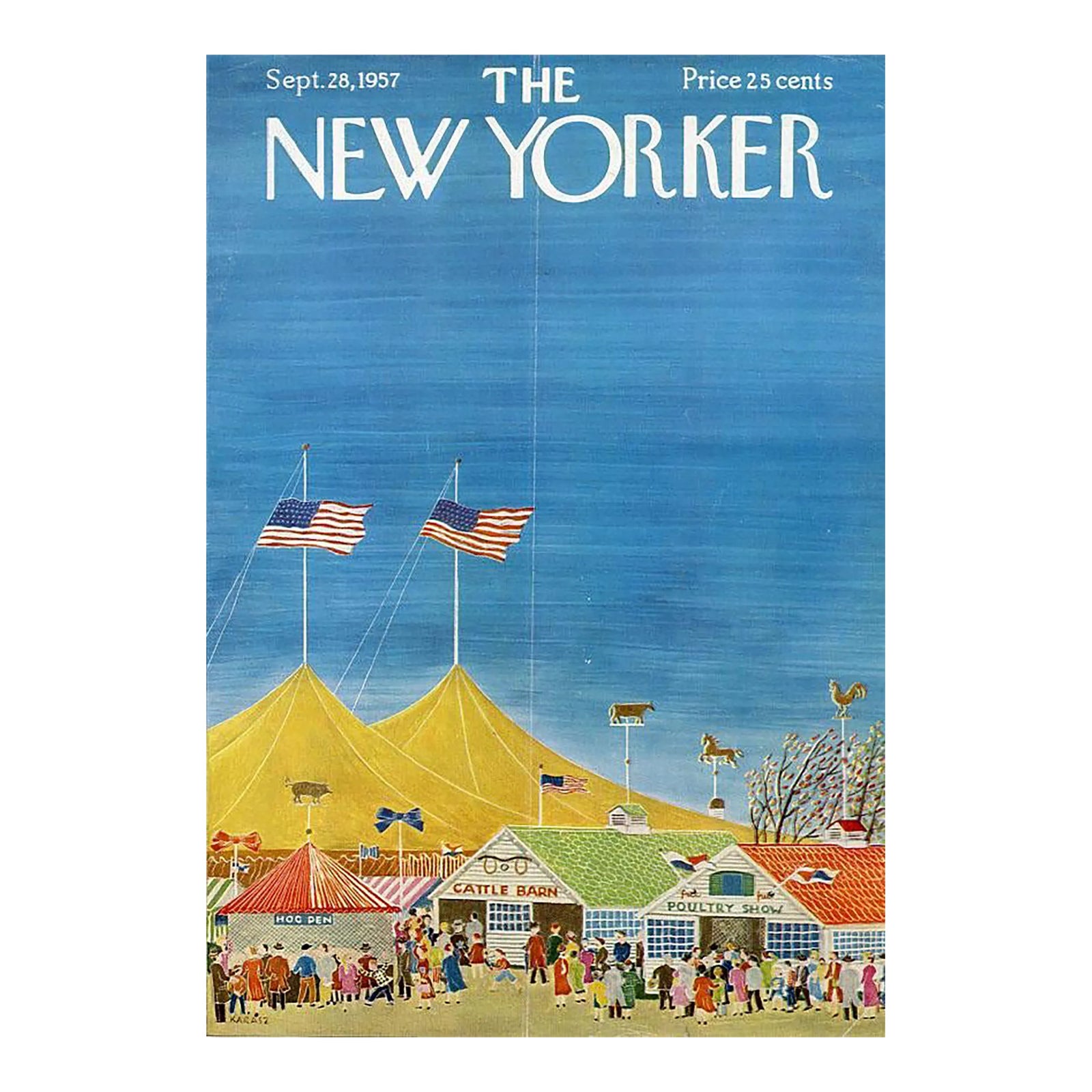 1957 Vintage New Yorker Cover, September 28 (Ilonka Karasz), Original ...