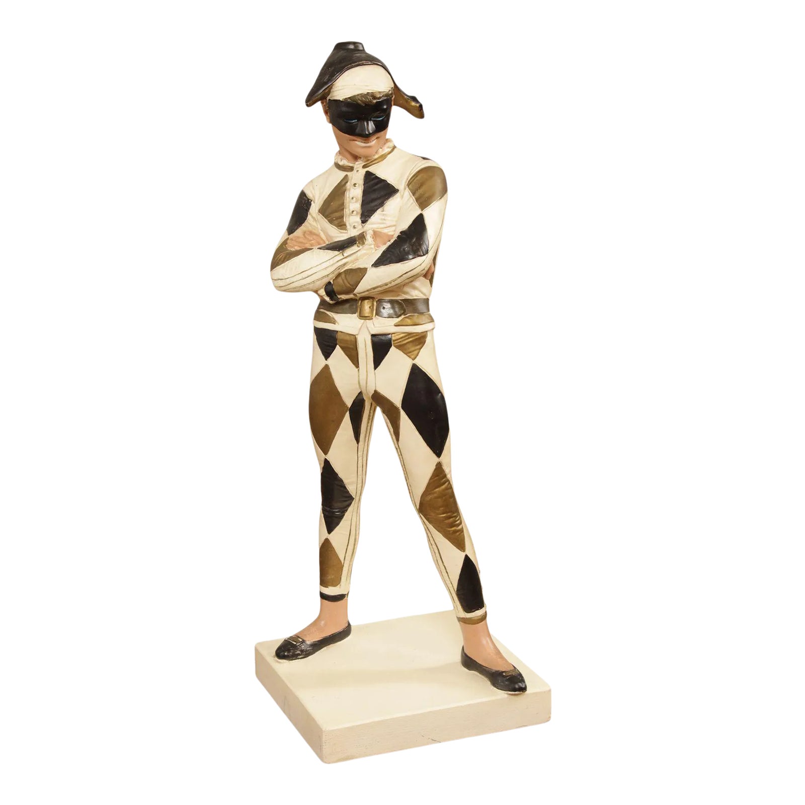 Mid Century Modern Hand Painted Harlequin Statue | Chairish