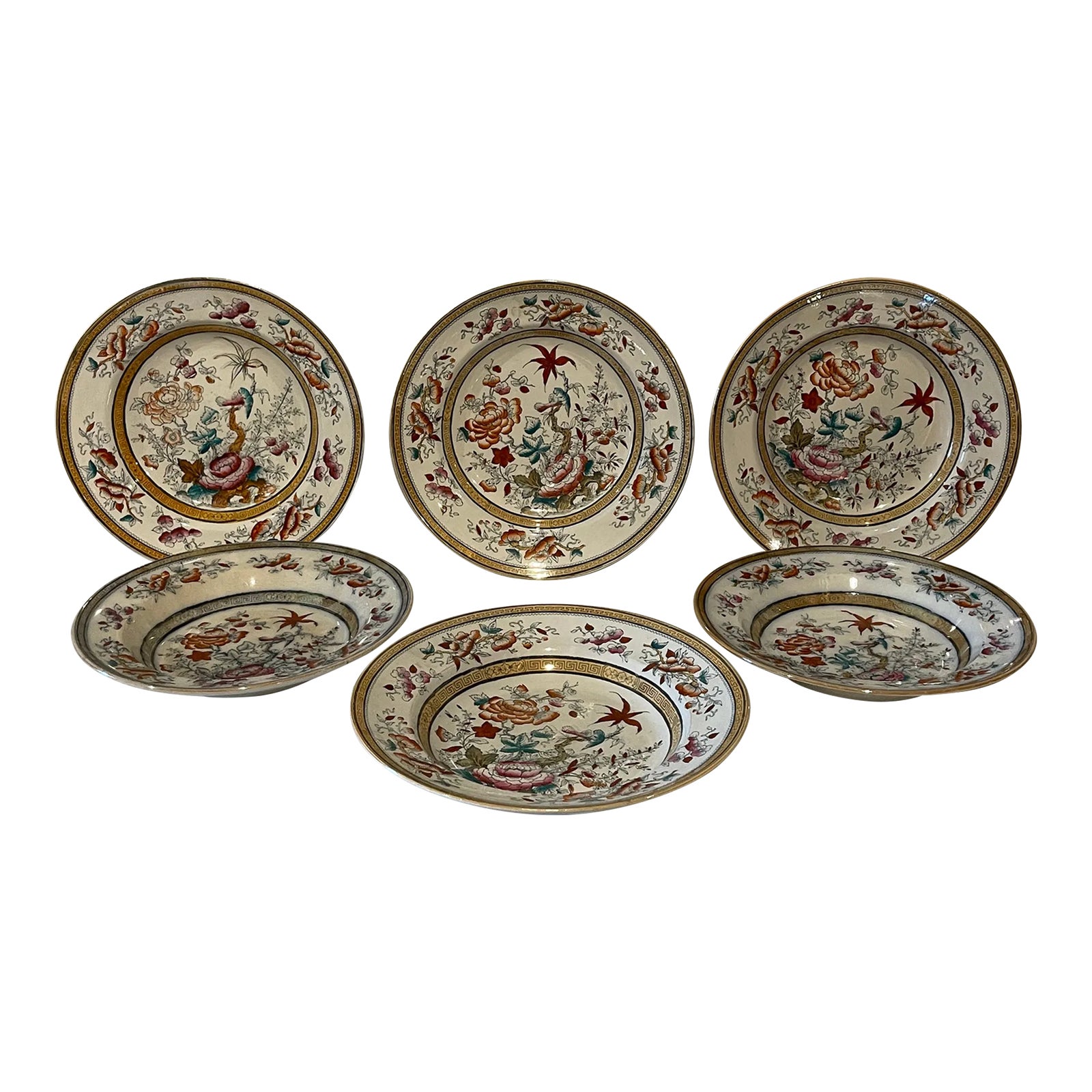 Mid 1800s Shanghae Soup Plates - Set of 6 | Chairish
