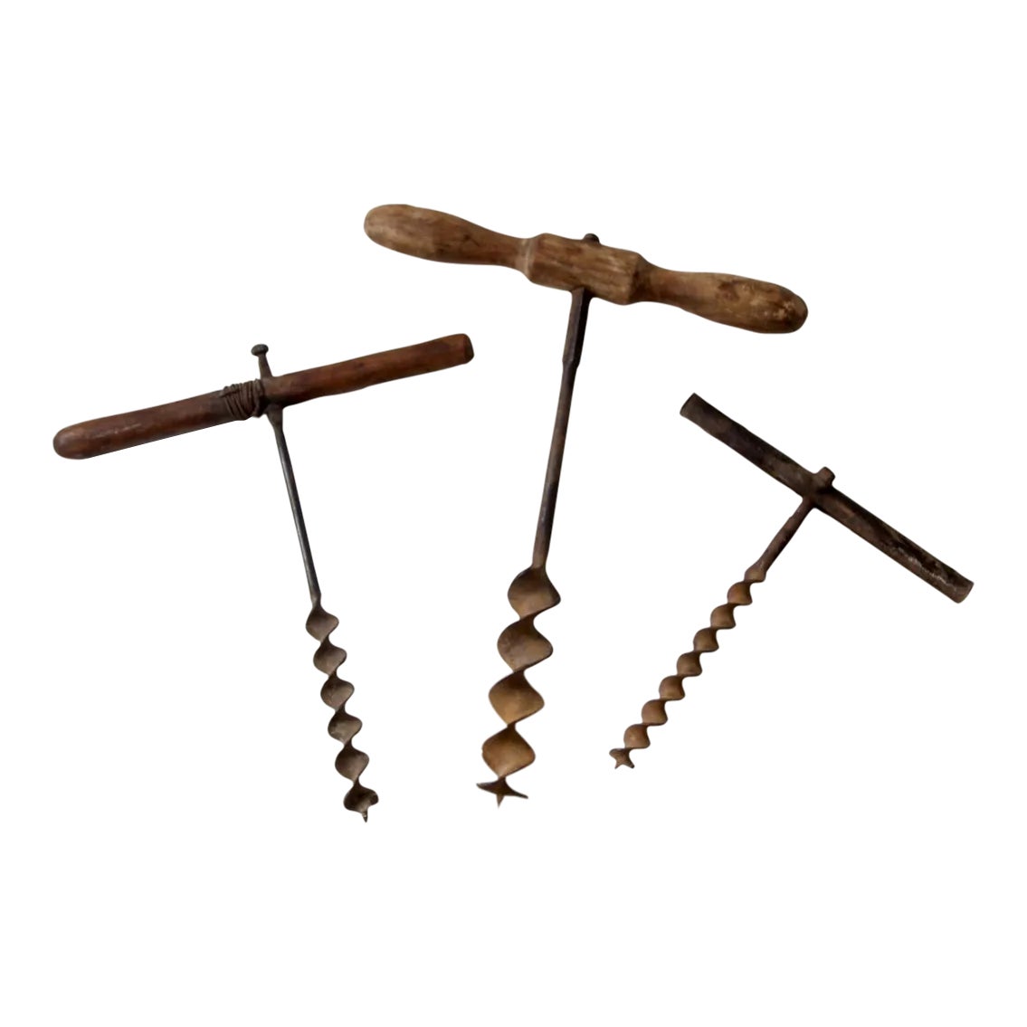 Antique Primitive T-Handle Drill Augers Set of 3 | Chairish
